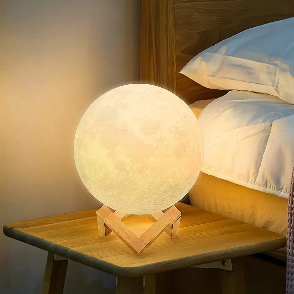 Moon Light Lamp – 3D Moon Lamp with Wooden Stand – Welcome Mart